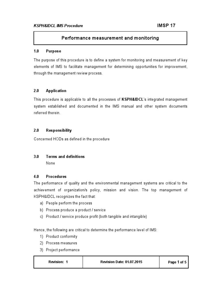 IMS Performance Measurement Procedure | PDF | Business | Economies