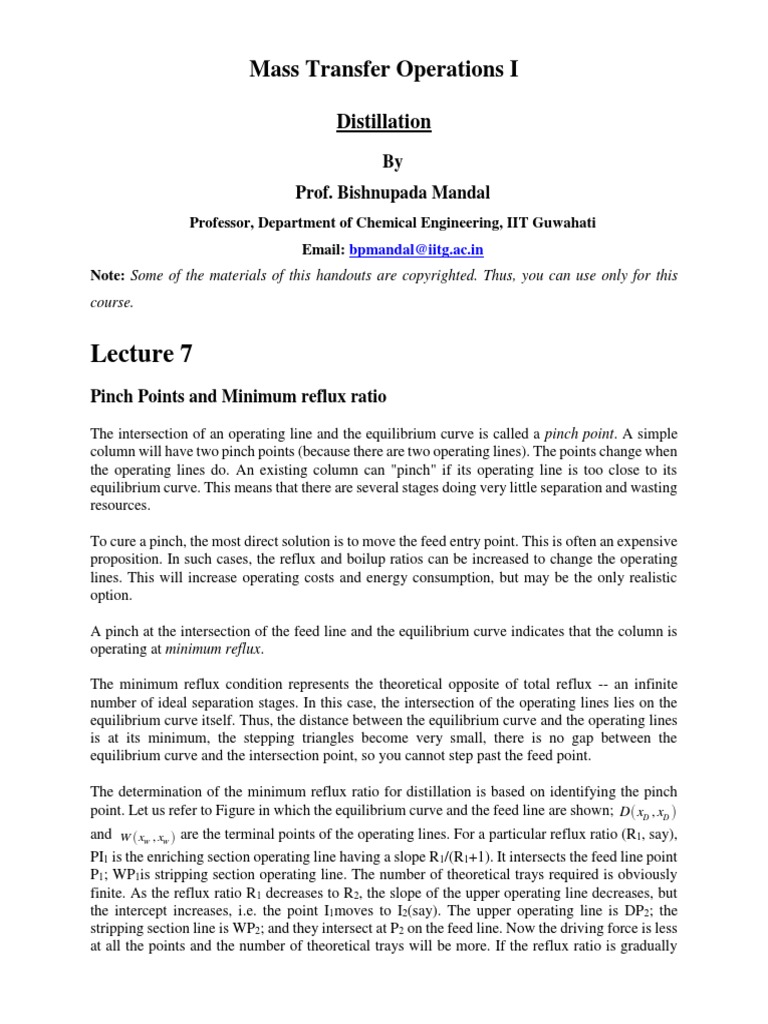 Distillation - Lectures 7 To 13 PDF | PDF | Distillation | Separation Processes