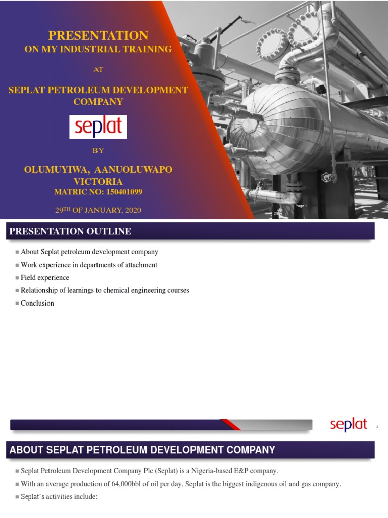 Siwes Presentation 2019 | PDF | Valve | Petroleum