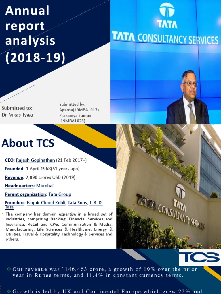 Analysis of Anuual Report of Tata Consultancy Services (TCS) 2019 ...