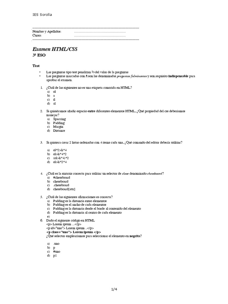 Examen HTML-CSS-2019 | PDF | Hojas de estilo en cascada | HTML Examen HTML-CSS-2019 | PDF | Hojas de estilo en cascada | HTML