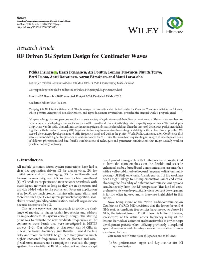 Wiley - RF Driven 5G System Design For Centimeter Waves | Download Free ...