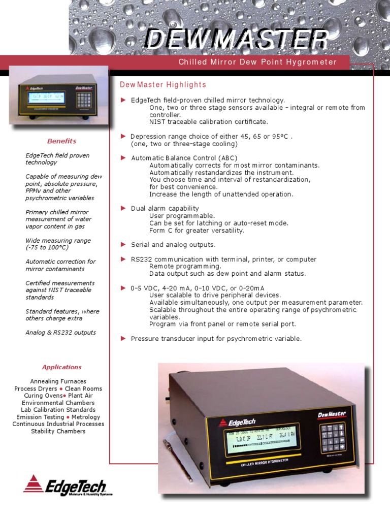 DEWMASTER Chilled Mirror Hygrometer | PDF | Celsius | Equipment