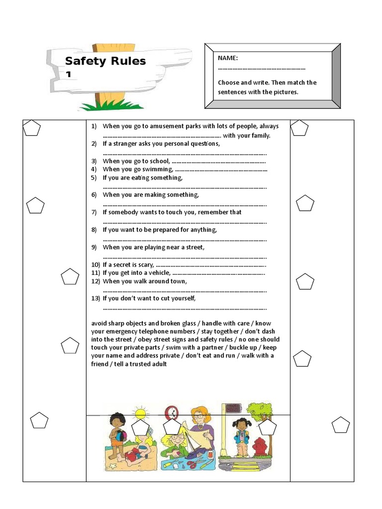 Safety Rules Fun Activities Games Grammar Drills - 2137 | PDF