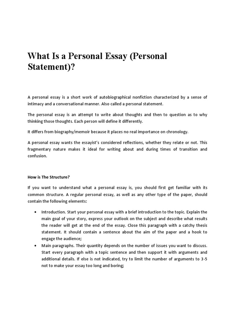 Understanding Personal Essays | PDF | Essays | Cognition