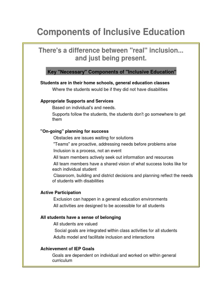 Components of Inclusive Educat PDF | PDF | Inclusion (Education ...