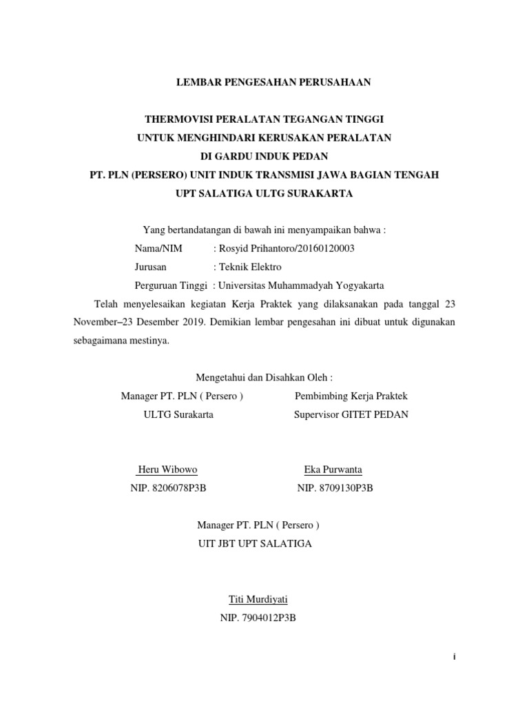 Lembar Pengesahan Perusahaan | PDF