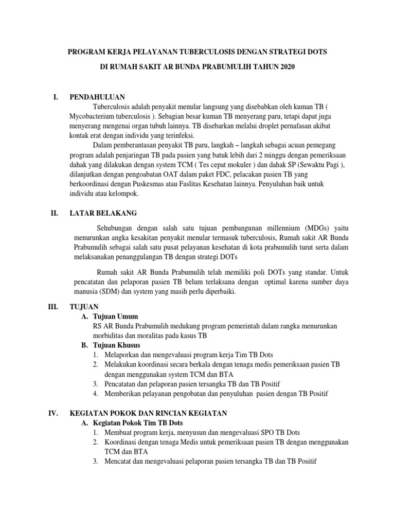 Program Kerja TB Tahun 2020 | PDF