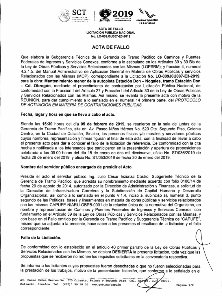 Acta de Fallo E3-2019 | PDF
