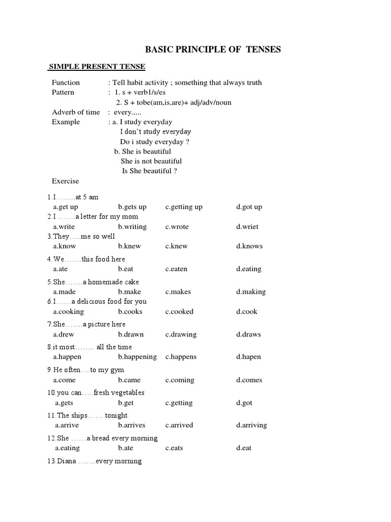 Five Basic Principle of Tenses | PDF | Grammar | Language Mechanics