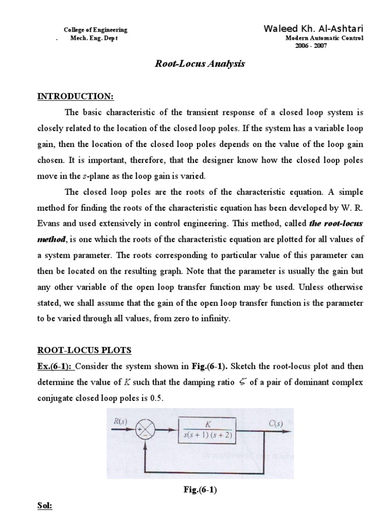 Root Locus Analysis | PDF | Teaching Mathematics | Mathematical Analysis