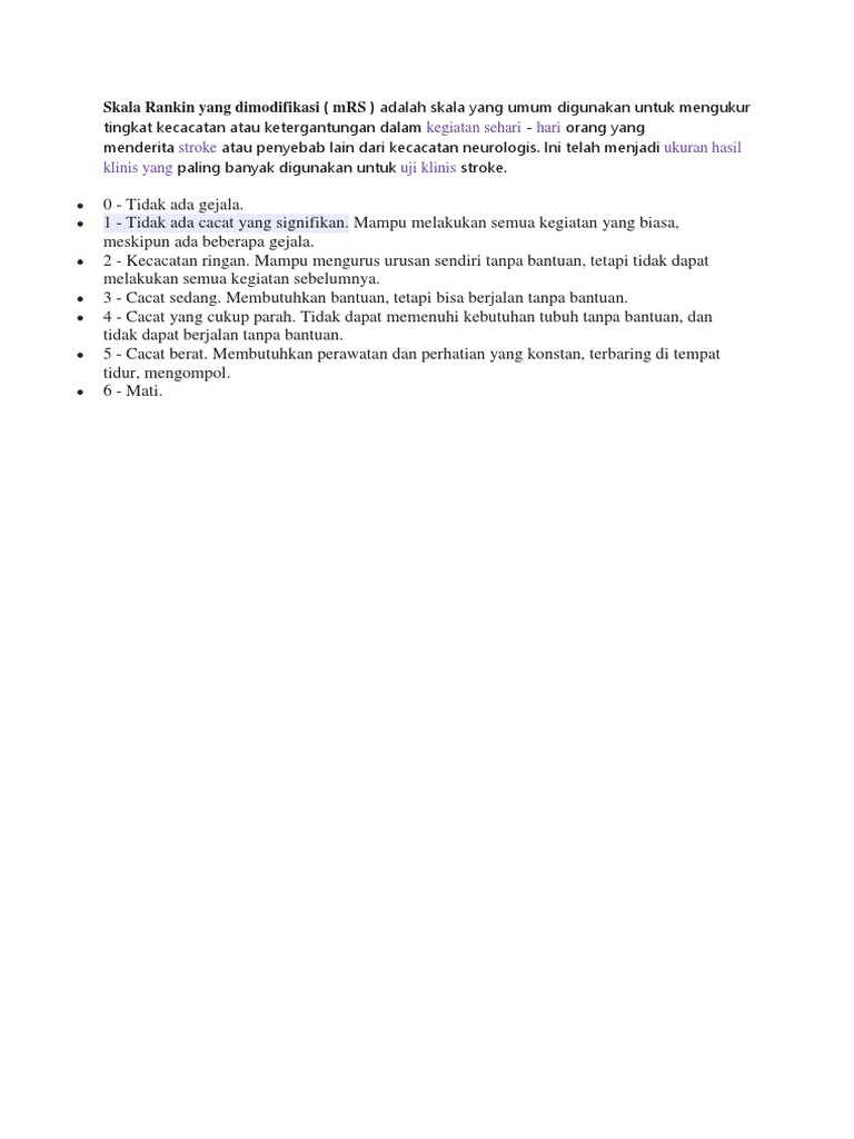 Skala Rankin Yang Dimodifikasi | PDF