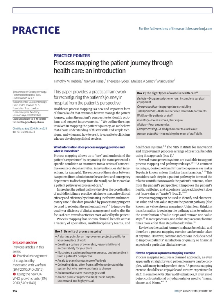 Practice: Process Mapping The Patient Journey Through Health Care: An ...