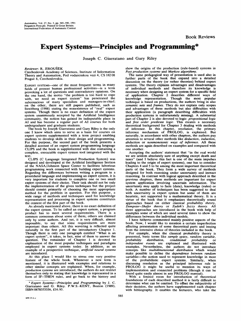 Expert Systems Principles and Programmin PDF | PDF | Mathematical Model | Theory