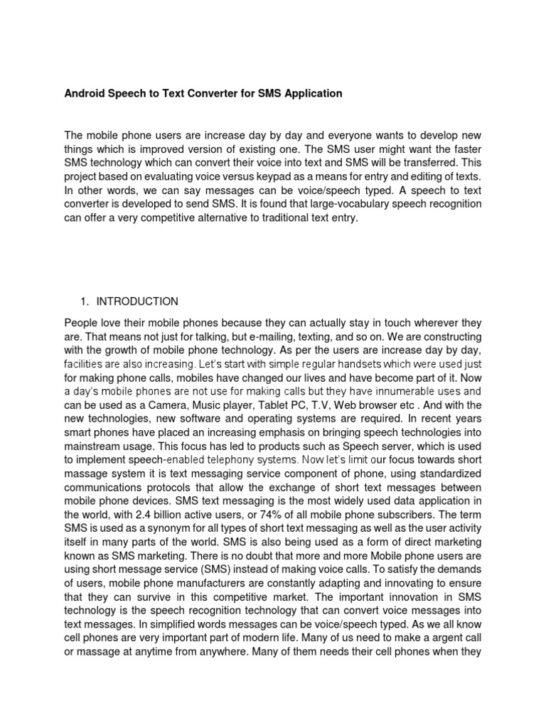 Android Speech To Text Converter For SMS Application | PDF | Android ...