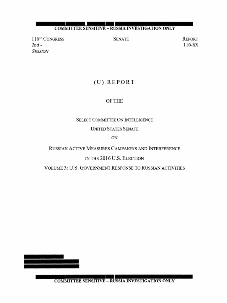 Volume III of Senate Intelligence Committee Report On Russia Meddling ...