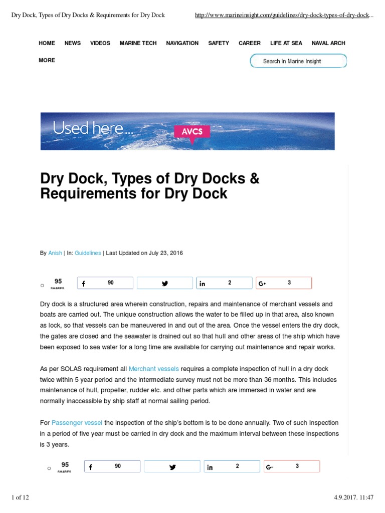 Requirements For Dry Dock | PDF | Ships | Water Transport