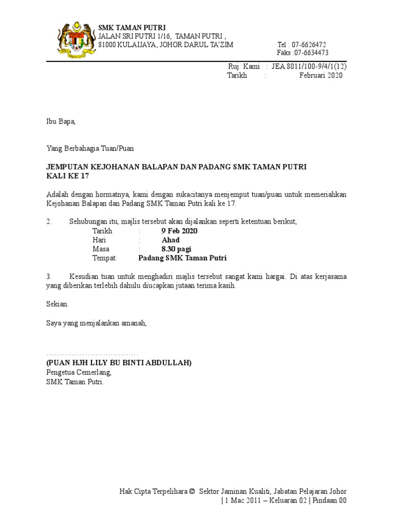 Surat Jemputan IBU BAPA | PDF