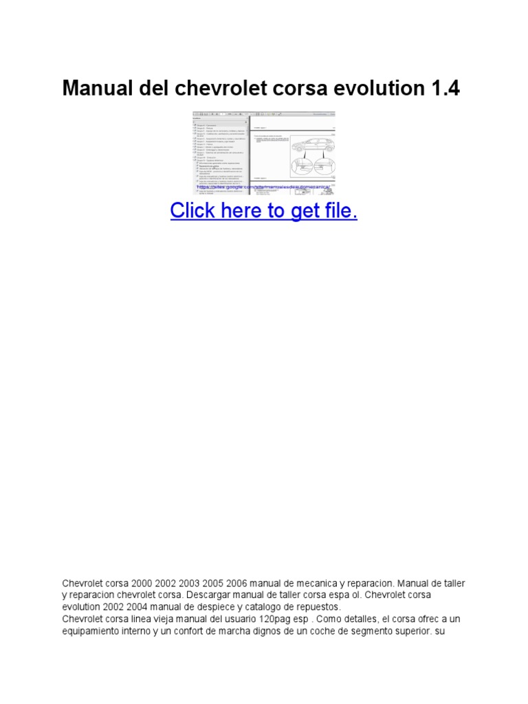 Manual Del Chevrolet Corsa Evolution 1.4 | PDF | Chevrolet | Industrias