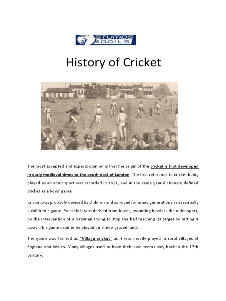 History of Cricket | PDF