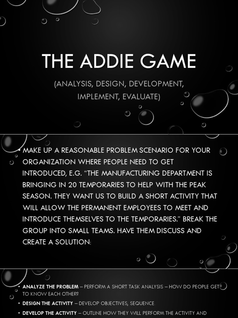 The Addie Game | PDF | Educational Psychology | Education Theory