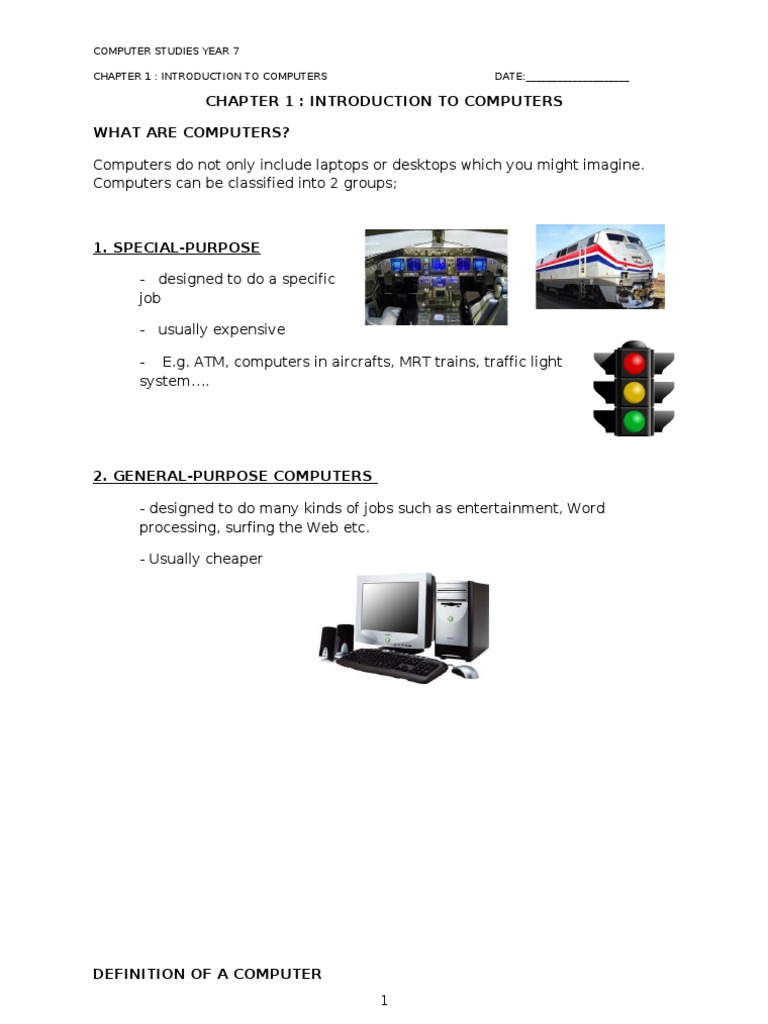 Chapter 1: Introduction To Computers What Are Computers? | PDF ...