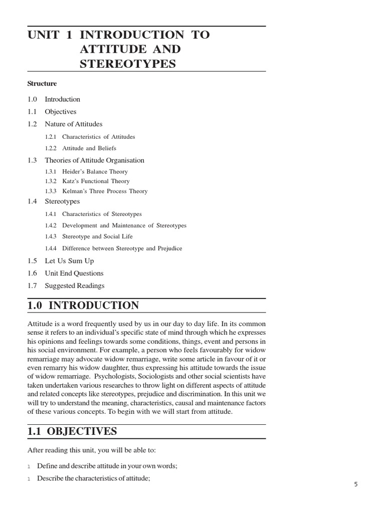 Attitude and Stereotypes | PDF | Attitude (Psychology) | Stereotypes
