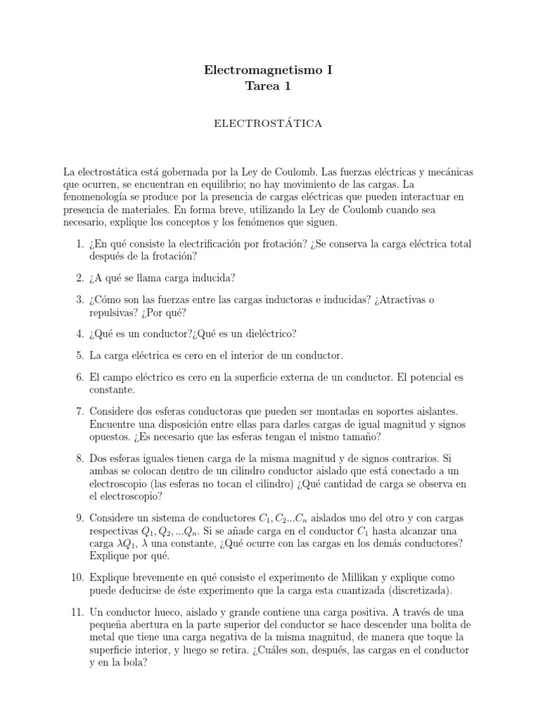 Ejercicios Resueltos de Electromagnetismo | PDF | Carga eléctrica ...