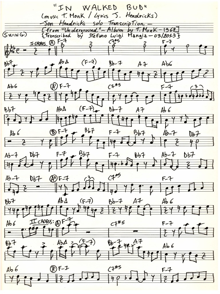 In Walked Bud - Jon Hendricks Solo | PDF