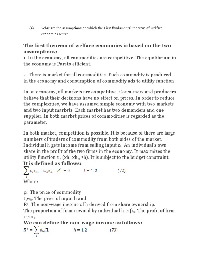 First Welfare Theorem Assumptions | PDF | Oligopoly | Pareto Efficiency