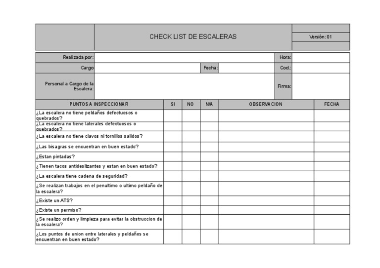 SSOMA-026 Check List de Escaleras | PDF SSOMA-026 Check List de Escaleras | PDF