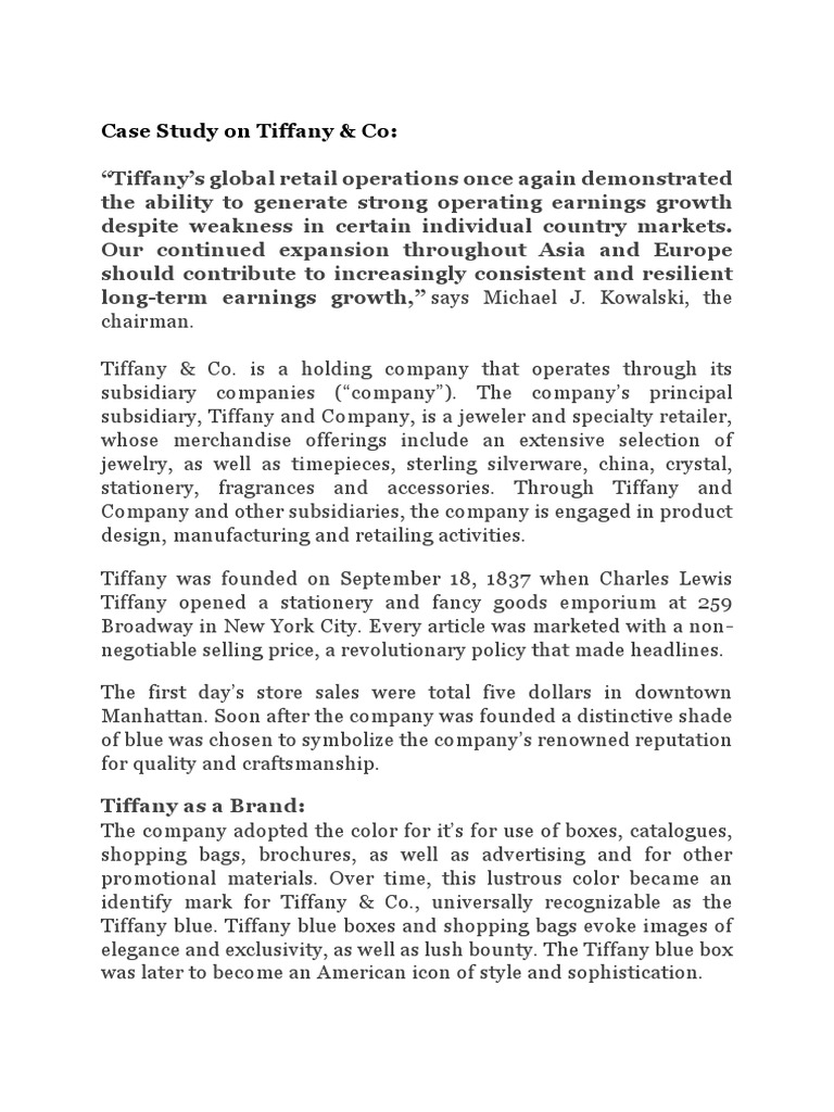 Case Study On Tiffany Retail 2 | PDF | Loyalty Program | Retail