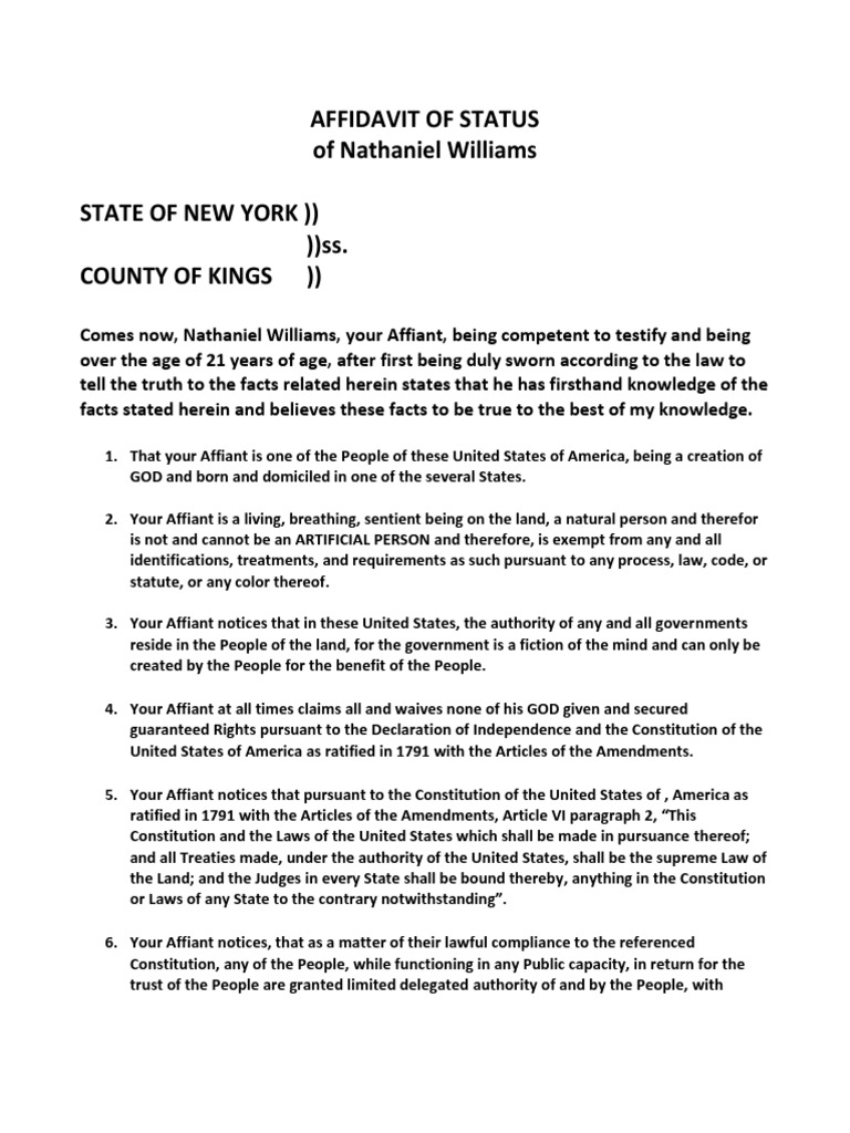 Affidavit of Affiance | PDF | Article Three Of The United States ...