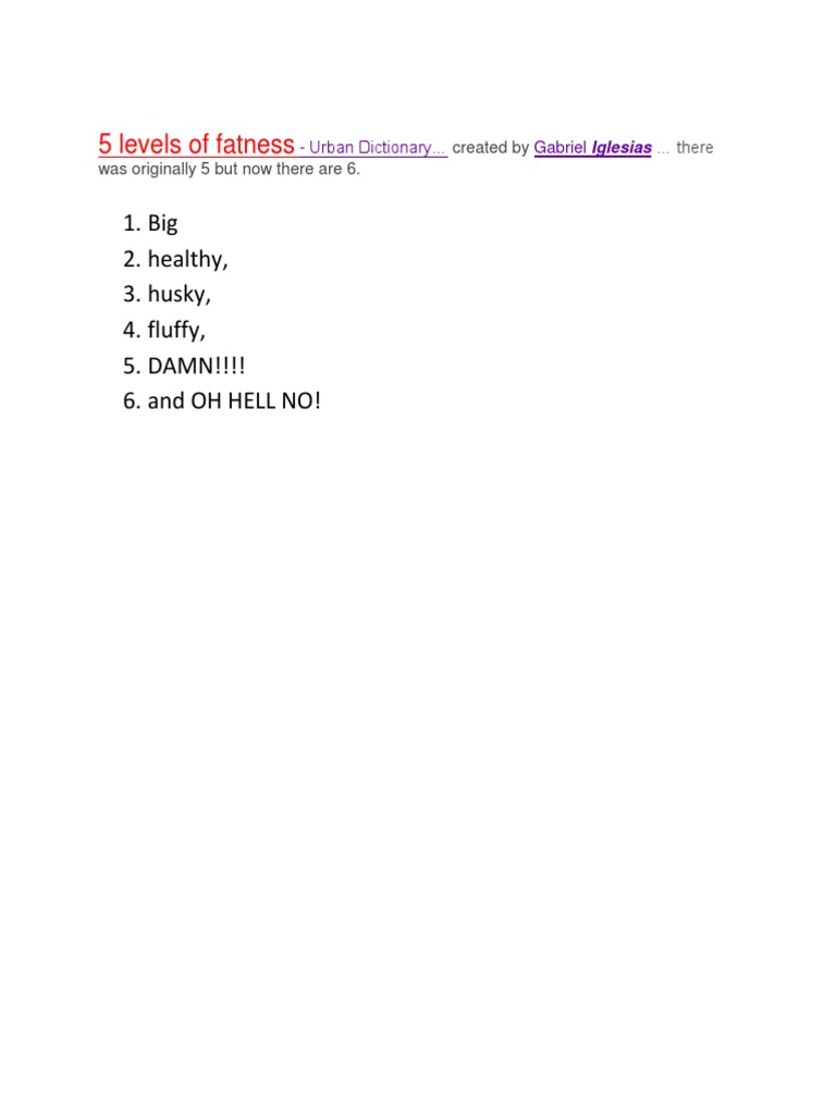 5 Levels of Fatness | PDF