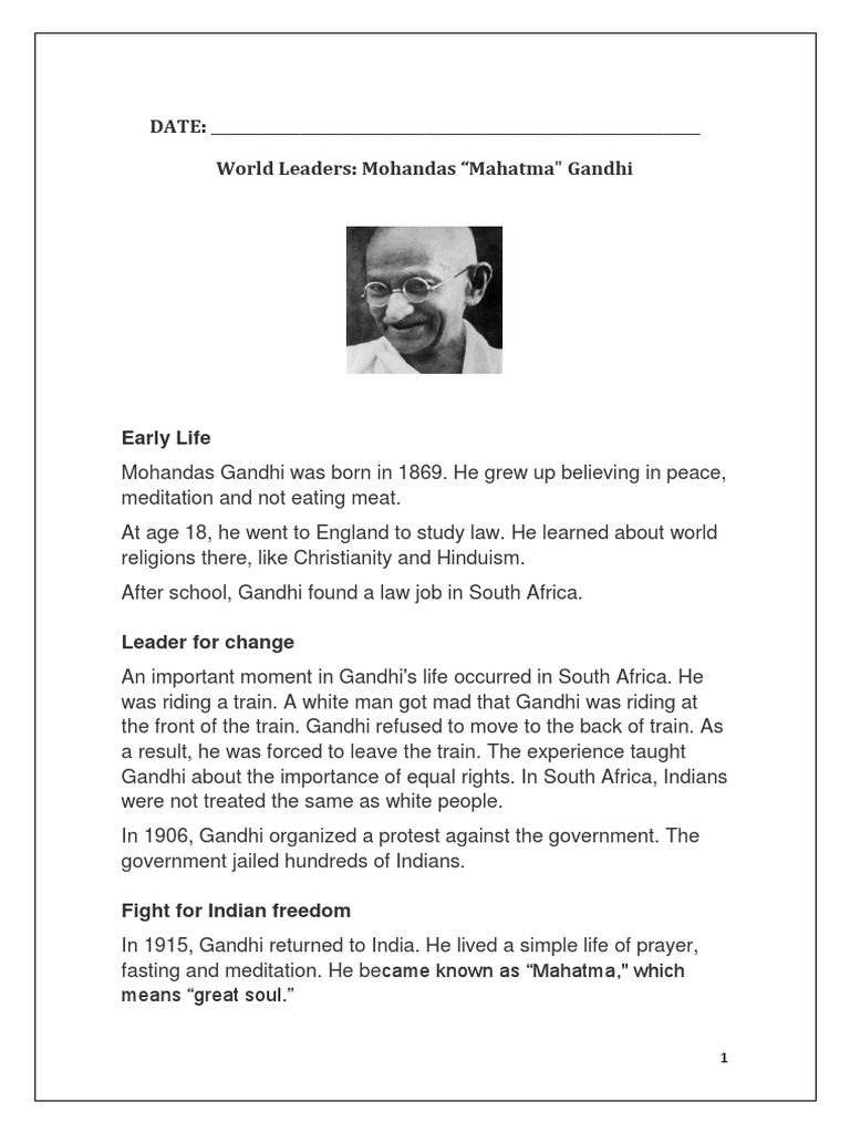 Reading - Ghandi | PDF | Mahatma Gandhi | Religion And Belief