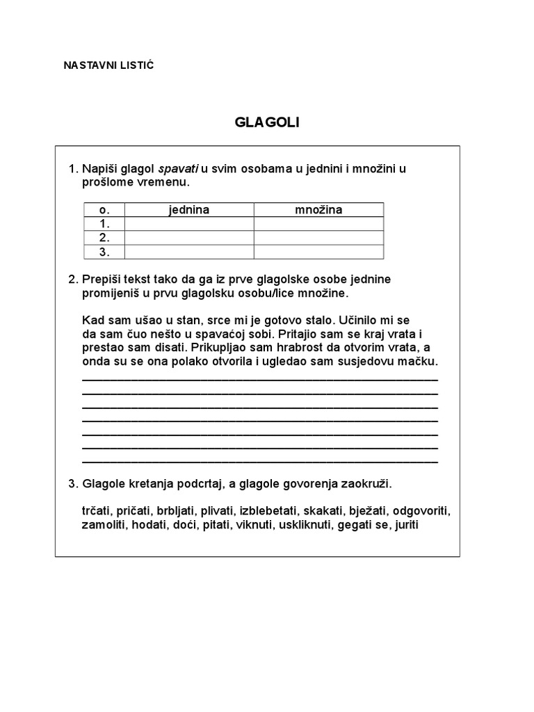 Glagoli 5 Razred | PDF