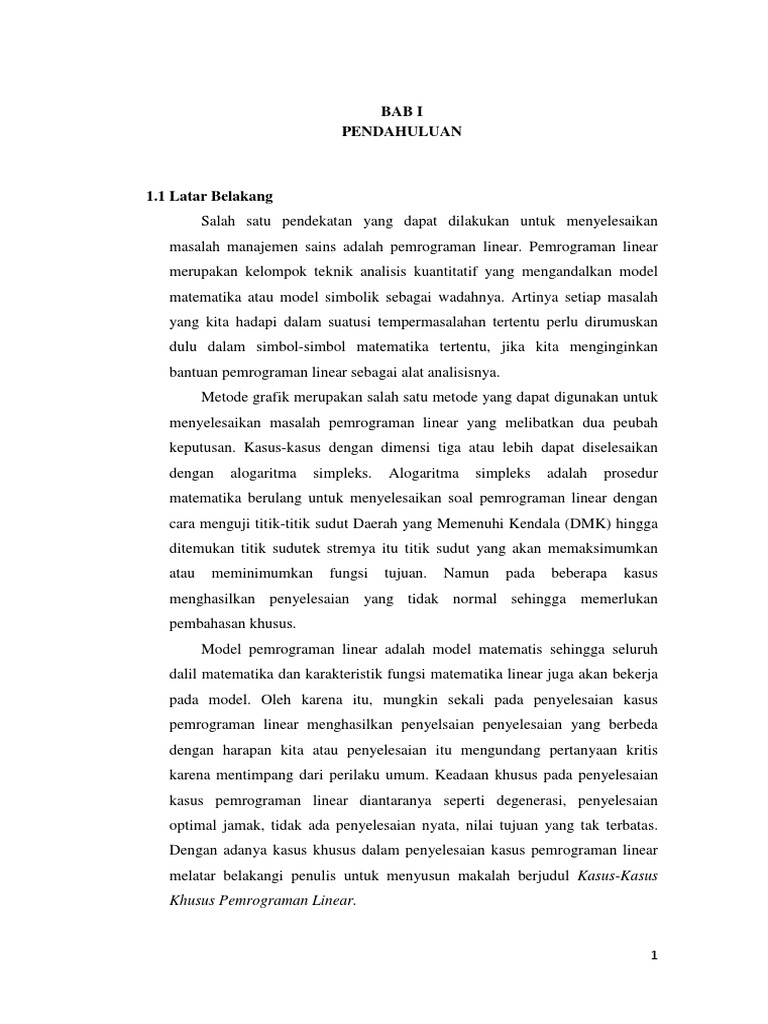 Kasus - Kasus Khusus Pemrograman Linier | PDF