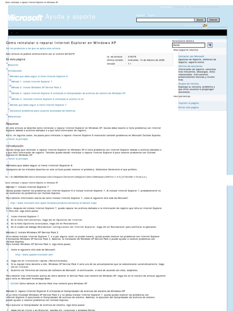 Cómo Reinstalar o Reparar Internet Explorer en Windows XP | PDF ...