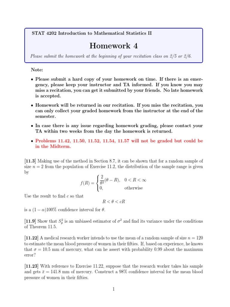 Homework 4 | PDF | Confidence Interval | Standard Deviation