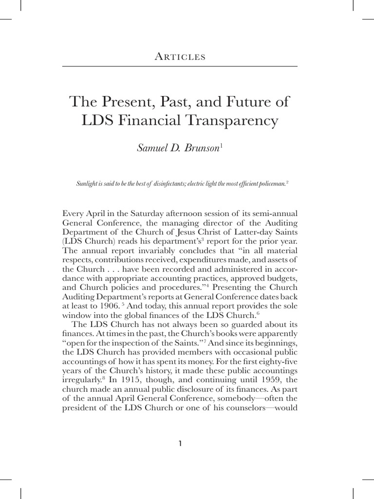 "The Present, Past, and Future of LDS Financial Transparency" by Samuel ...