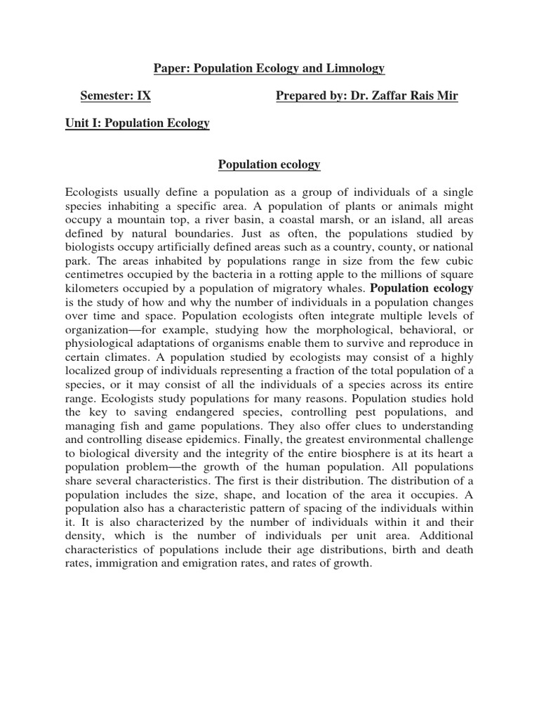 Population Ecology | PDF | Ecology | Organisms