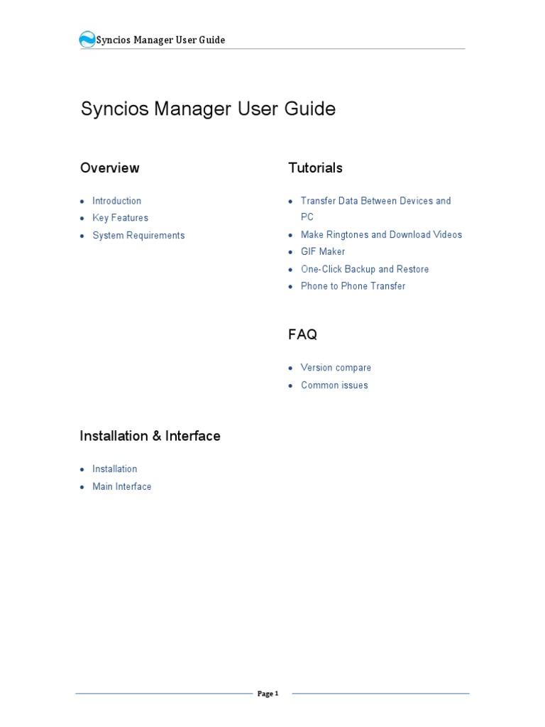 Syncios Manager Guide | PDF | Ios | Microsoft Windows
