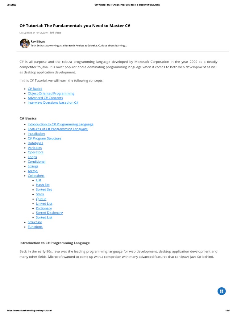 C# Tutorial - The Fundamentals You Need To Master C# - Edureka | PDF ...