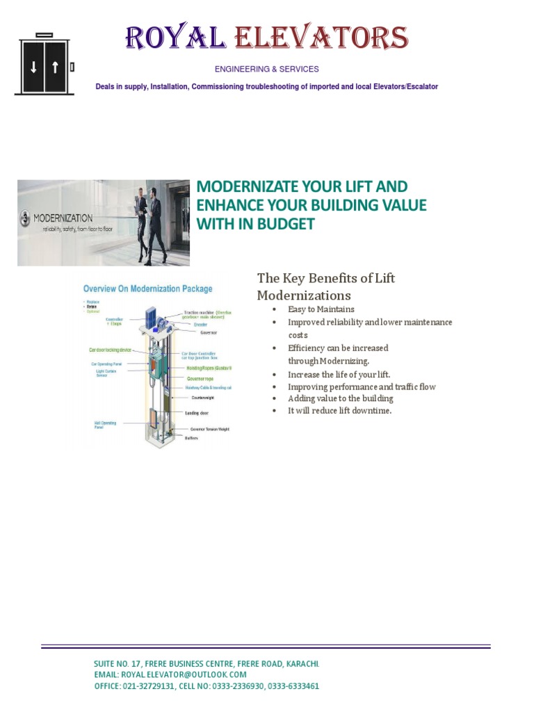 Modernization of Elevator Flyer | PDF | Business | Technology & Engineering
