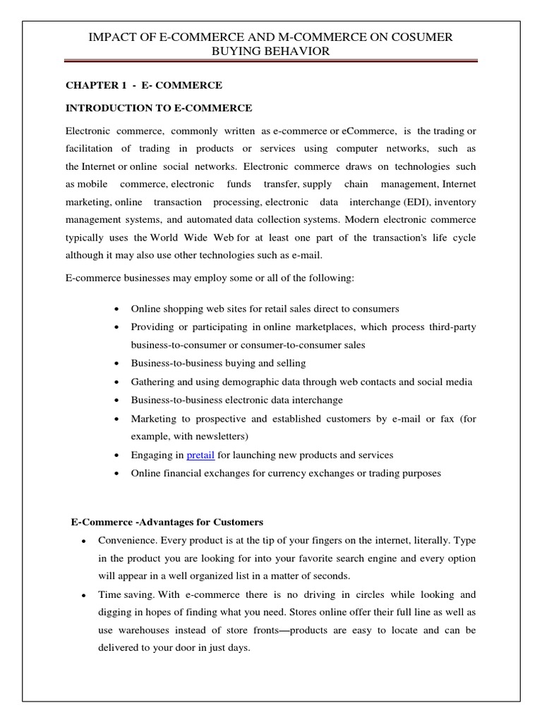 IMPACT OF E - Commerce | PDF | E Commerce | Consumer Behaviour