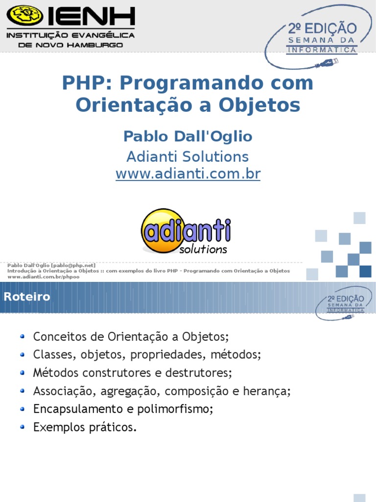 Php Programando Com Orientação A Objetos Pdf Classe Programação