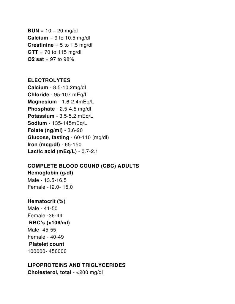 Normal Values For PNLE | PDF