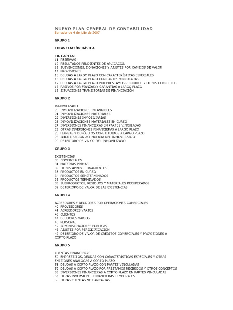 Nuevo Plan General de Contabilidad | PDF | Valor neto | Contabilidad