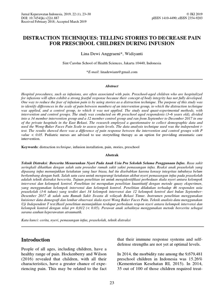 Distraction Techniques Telling Stories To Decrease Pain For Preschool ...