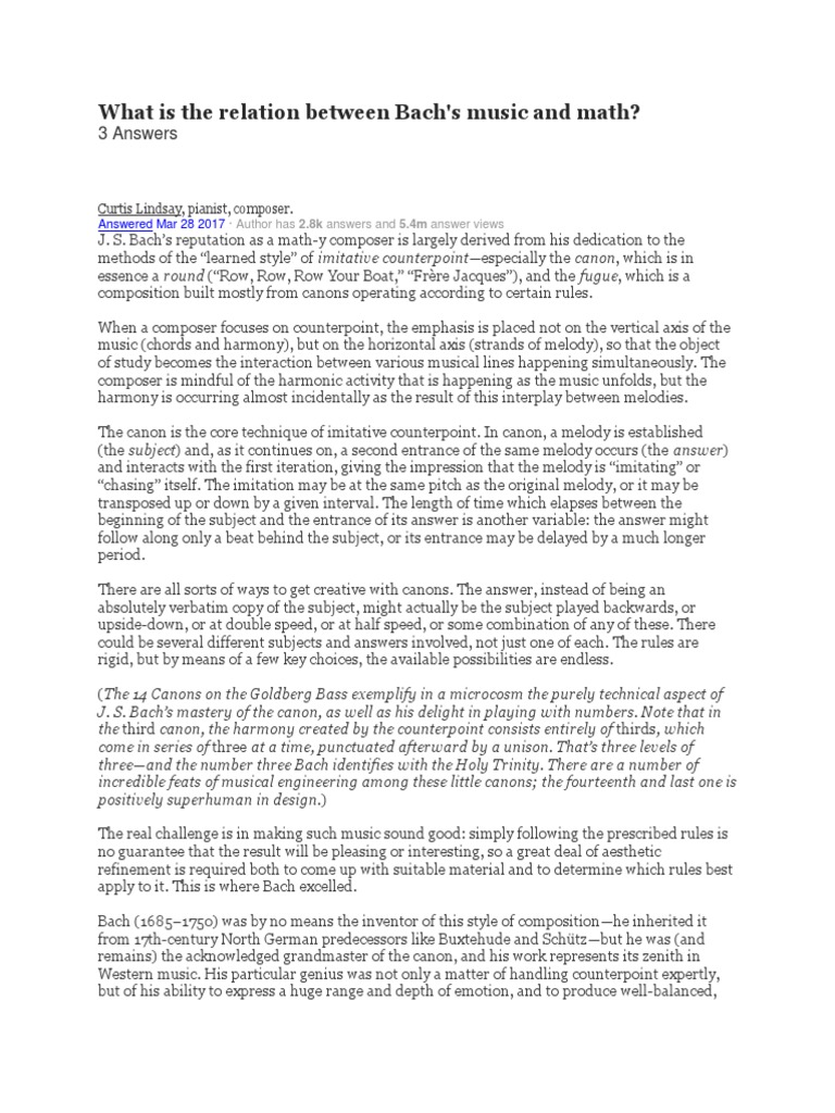 What Is The Relation Between Bach S Music and Math | PDF | Harmony ...